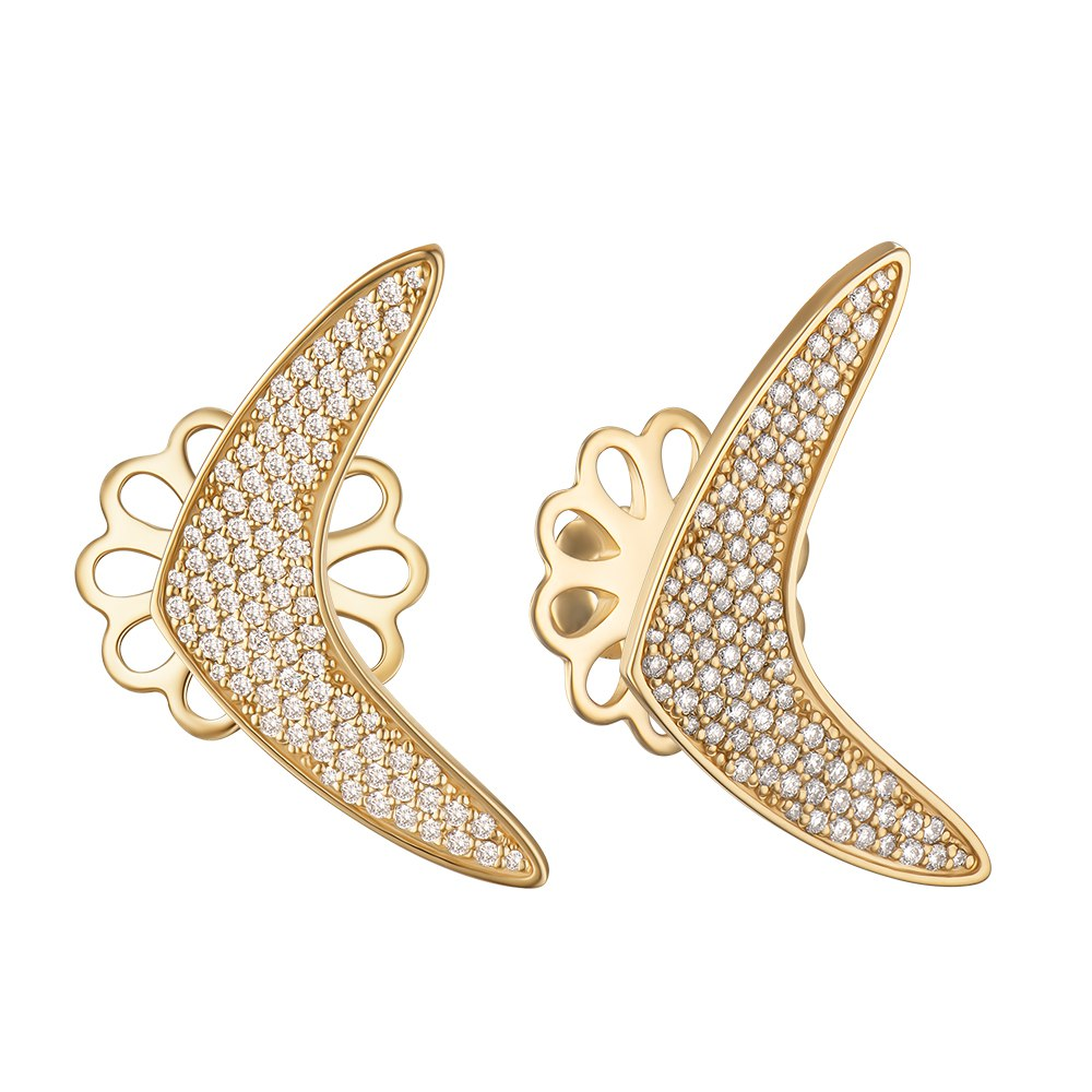 Yellow gold mono earring with diamonds. Code: 261130820301. Buy ...